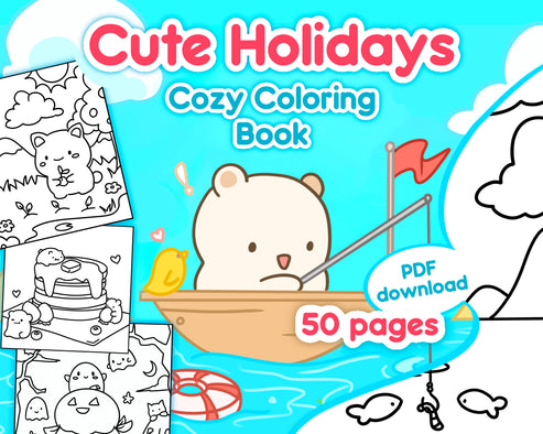 Cute Holidays: Cozy Coloring Book (PNG and PDF) – viyaura